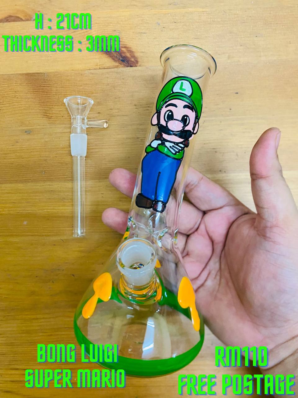 GLASS BONG LUIGI SUPER MARIO 21CM – SLSHCO